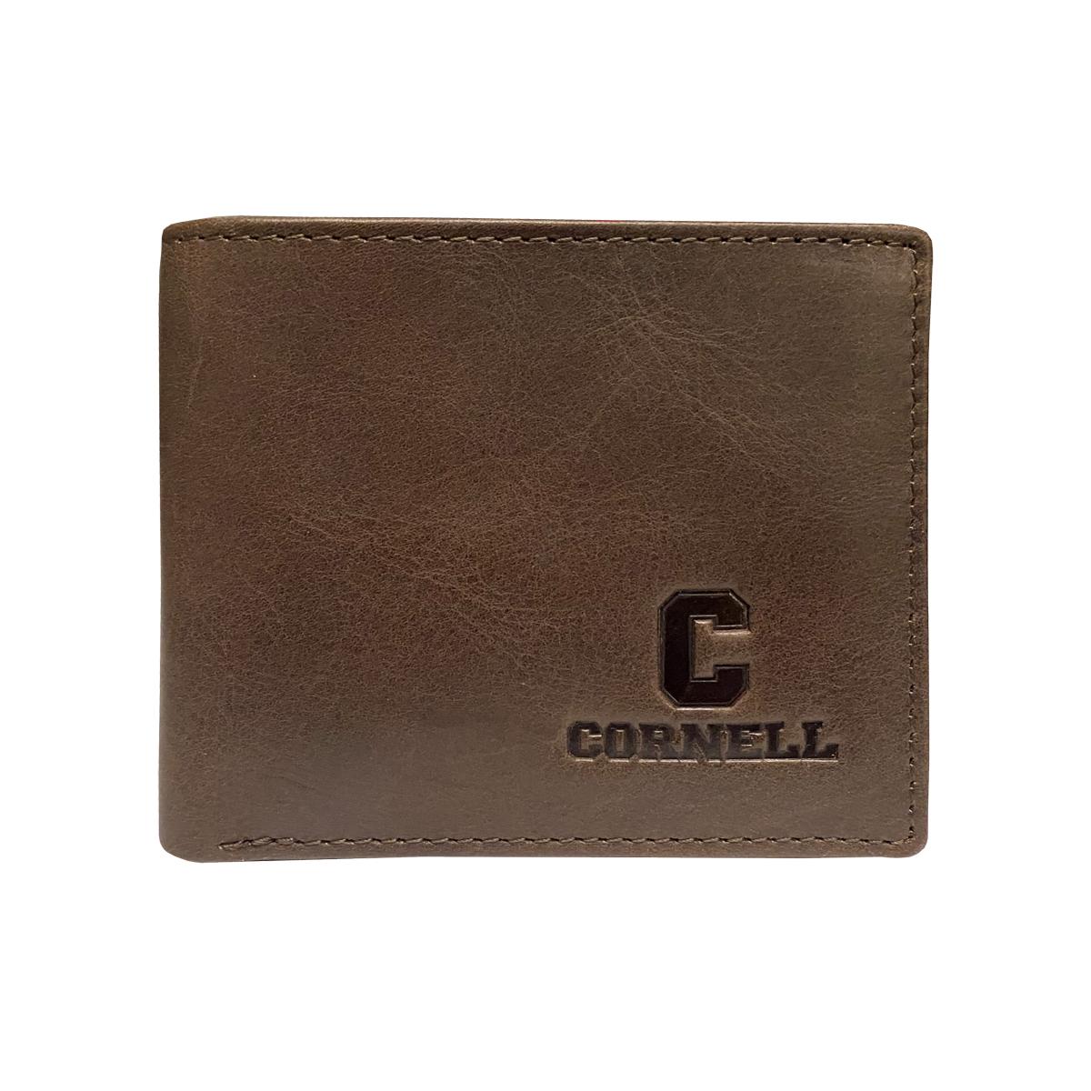 Brown Bifold Wallet Block C over Cornell | Lanyards & ID Holders