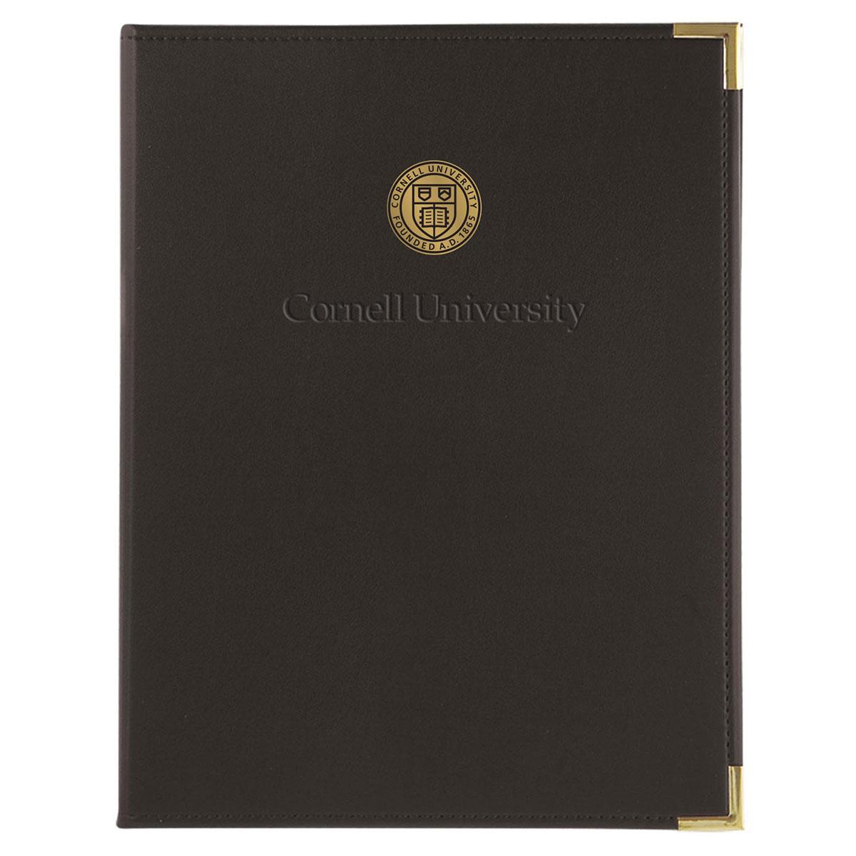 Black Cornell Seal Brass Medallion Classic Padfolio